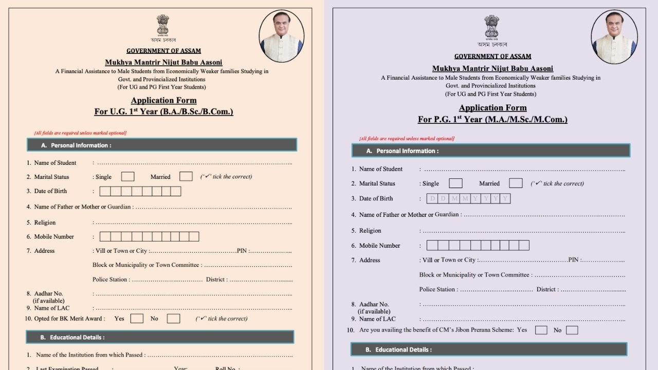 Mukhyamantri Nijut Babu Aasoni 2026: Download Application Form